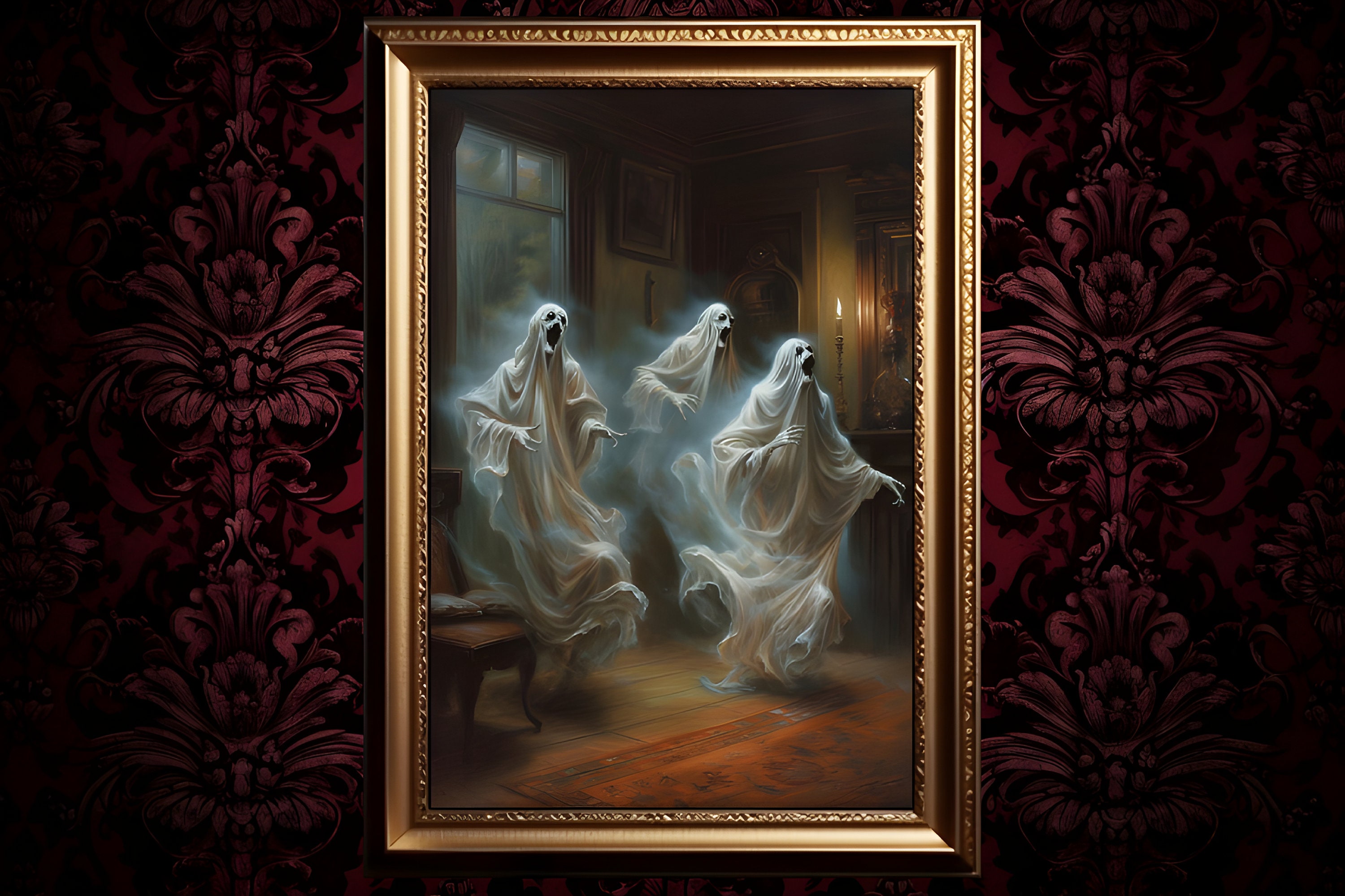 Gothic Victorian Ghosts Print, Haunted House, Dark Academia (digital ...
