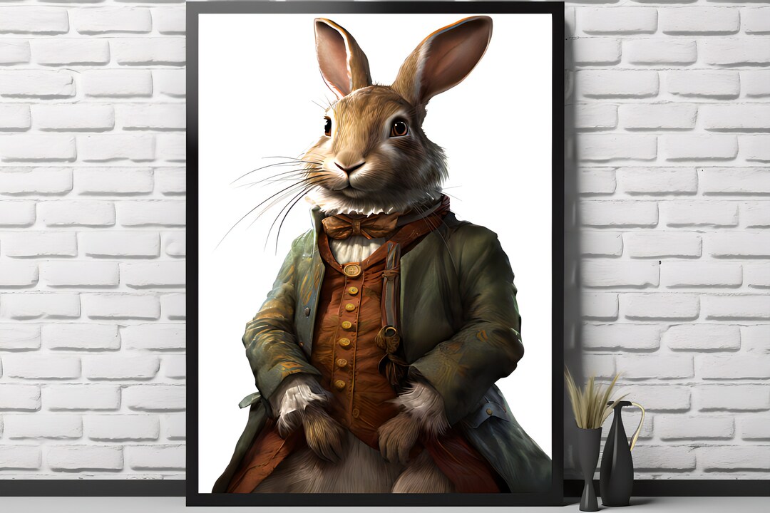 Victorian Rabbit Print | Living Room Decor | Vintageartrealm ...