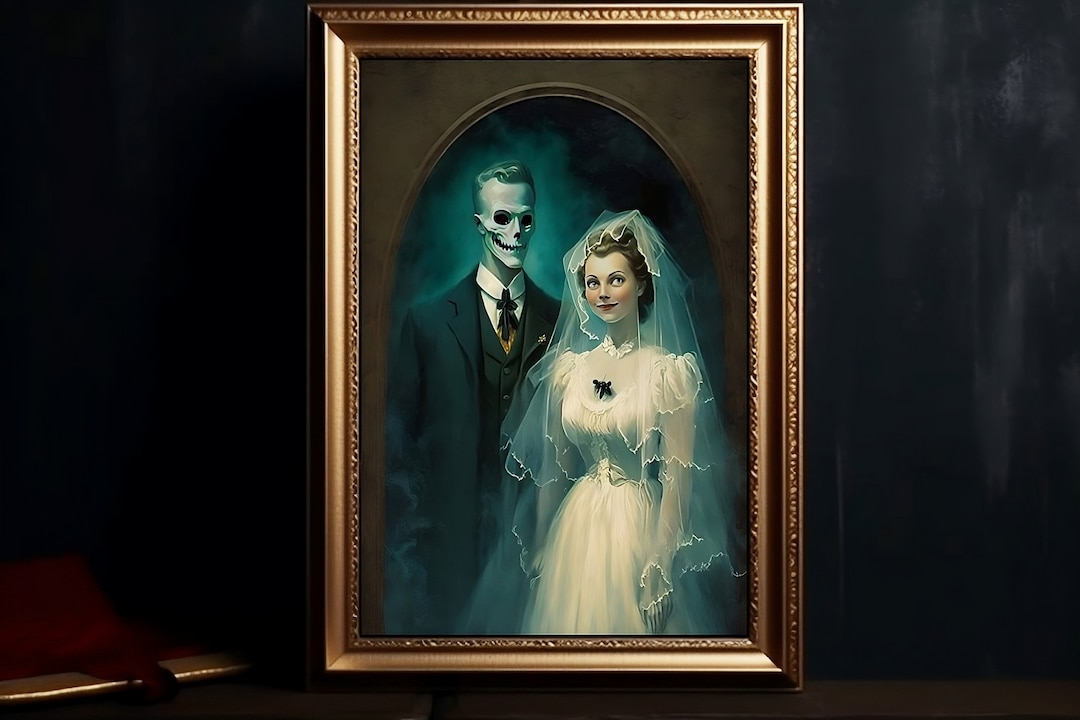 Halloween Bride and Groom Digital Print, Dark Academia, Gothic Painting ...