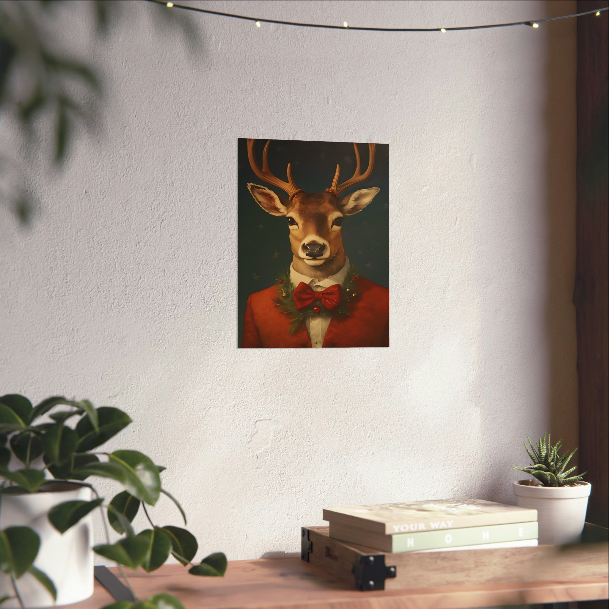 Reindeer Portrait Poster Holiday Poster Christmas Reindeer - Etsy