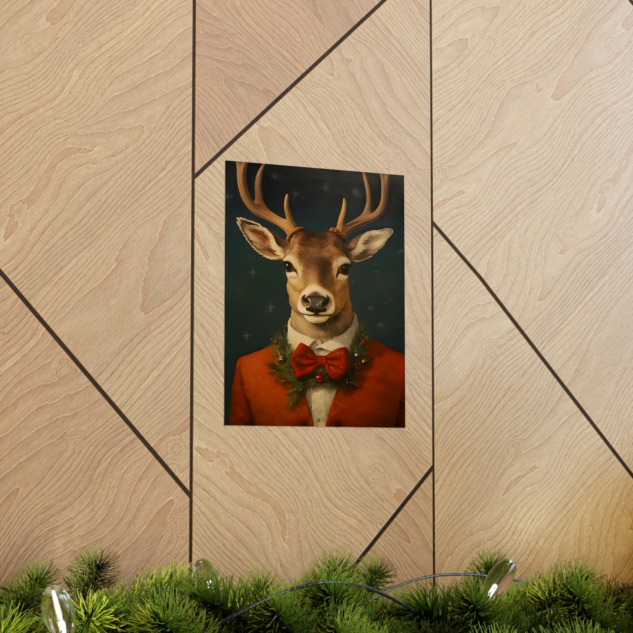 Reindeer Portrait Poster Holiday Poster Christmas Reindeer - Etsy