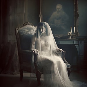Ghost Lady Portrait, Gothic Victorian Digital Print, Dark Academia ...