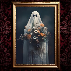 Ghost Portrait Digital Print, Ghost Holding Flowers, Ghoulish Photo ...
