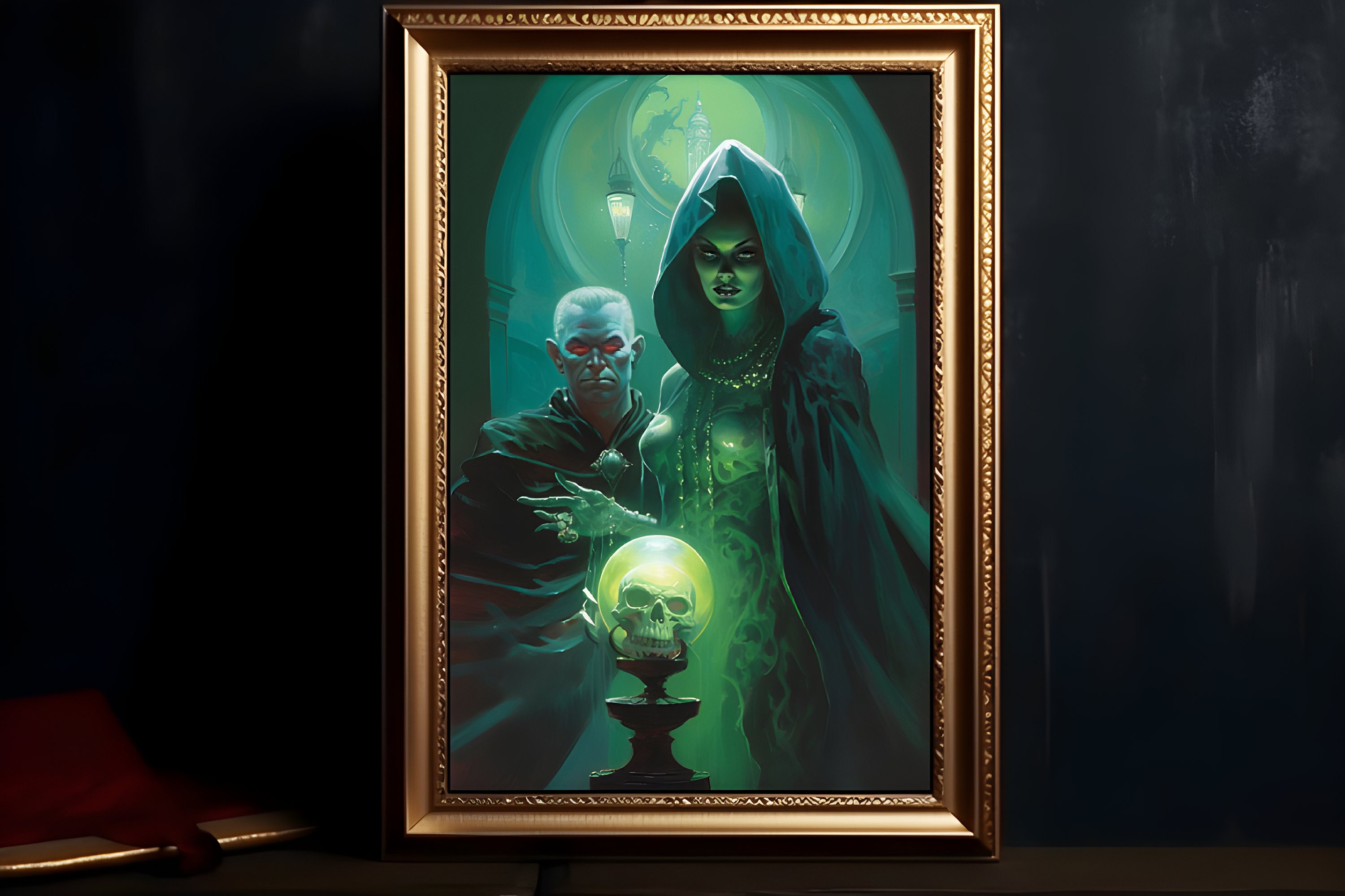 Gothic Witch and Warlock Art Print, Dark Academia, Halloween Decor ...