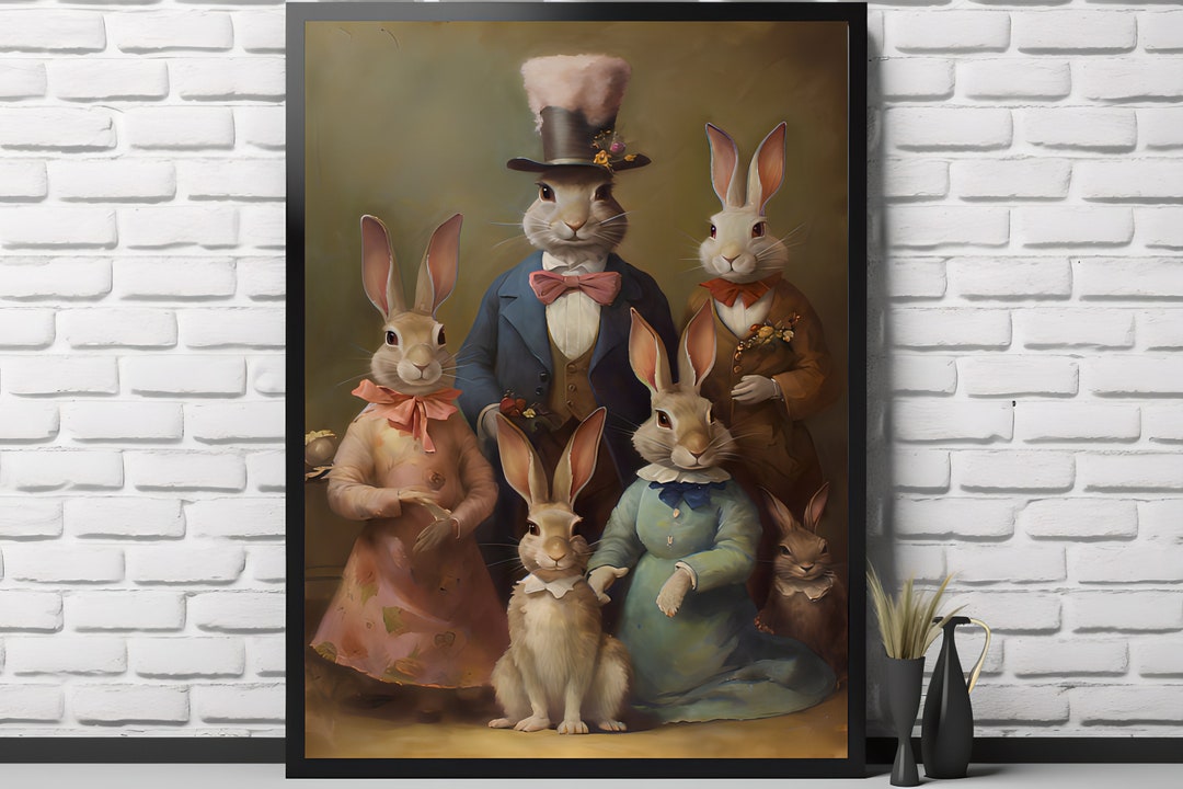 Easter Victorian Rabbit Family Print | Living Room Decor ...