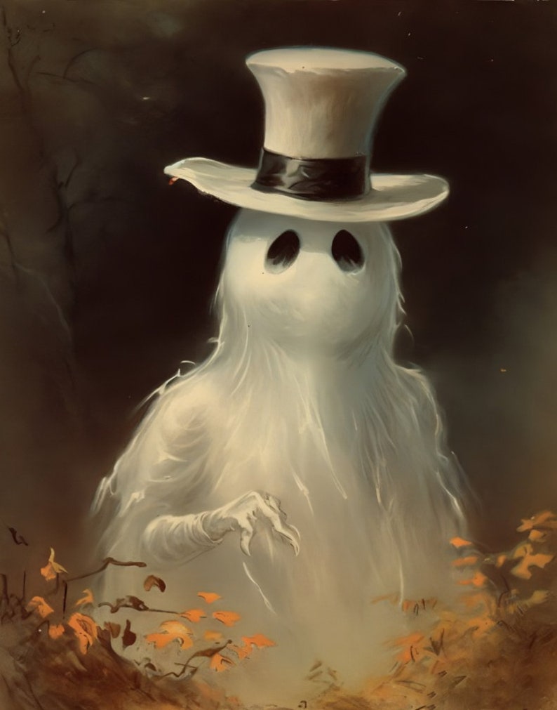 Ghost Portrait Digital Print, Ghost Holding Flowers, Ghoulish Photo ...