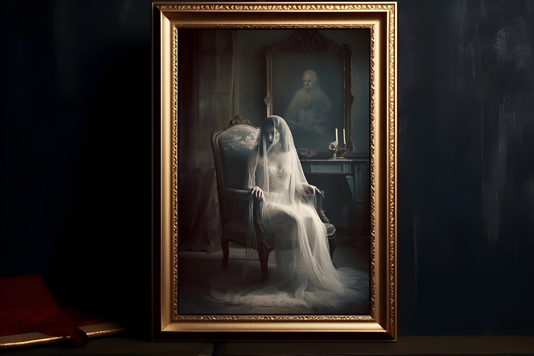 Ghost Lady Portrait, Gothic Victorian Digital Print, Dark Academia ...