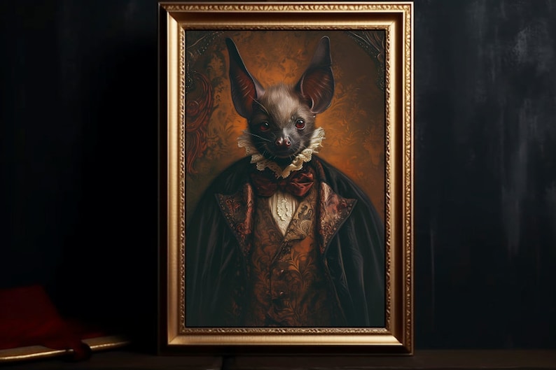 Gothic Bat Portrait, Halloween Digital Print, Gothic Fantasy, Dark ...