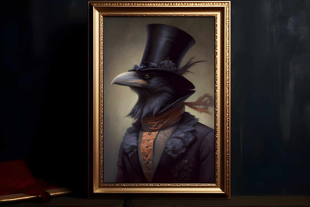 Gothic Raven Wall Art, Halloween Digital Print, Gothic Bird, Dark ...