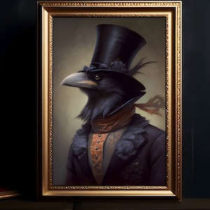 Gothic Raven Wall Art, Halloween Digital Print, Gothic Bird, Dark ...