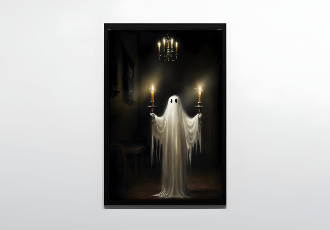 Ghost With Candles, Halloween Digital Print, Ghost Holding Candle ...