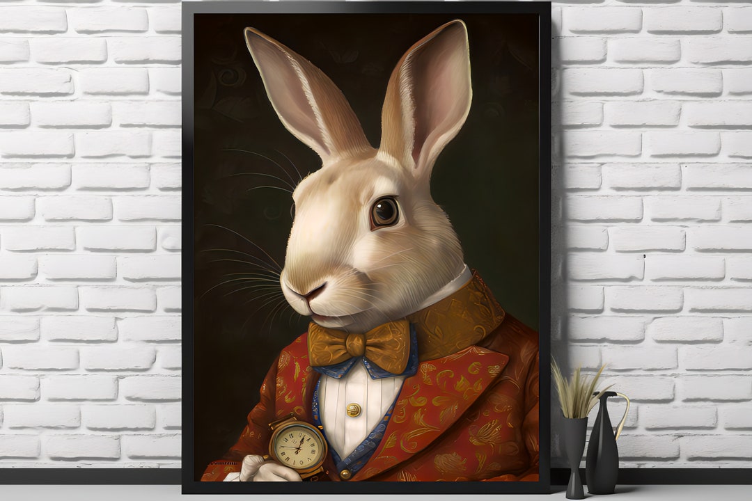 Victorian Rabbit Print | Living Room Decor | Vintageartrealm ...