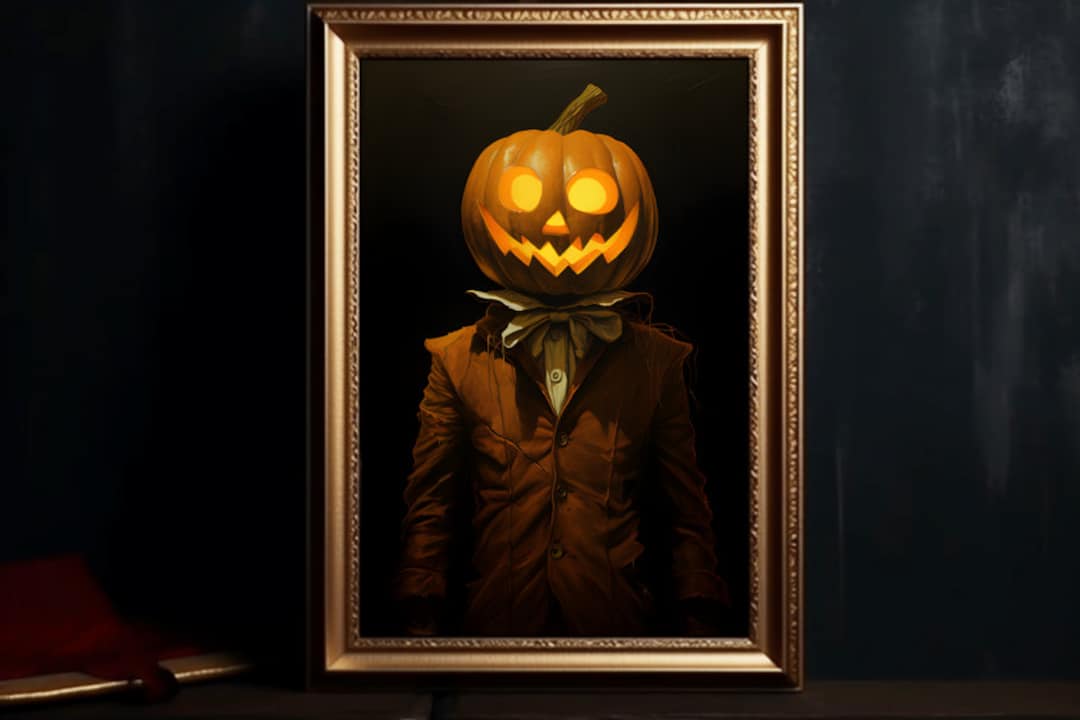 The Pumpkin Man, Halloween Digital Print, Headless Horseman Portrait ...