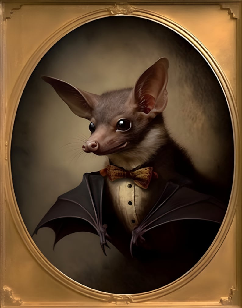Gothic Bat Portrait Halloween Digital Print Gothic Fantasy - Etsy