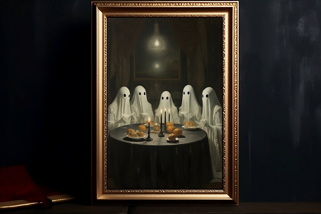 Ghosts Having Dinner, Halloween Feast, Gothic Victorian Digital Print ...
