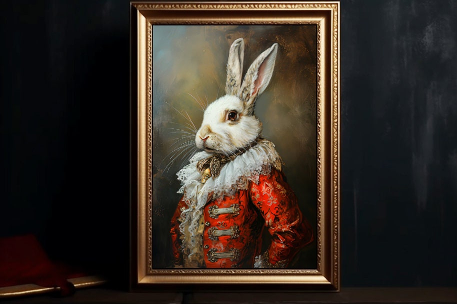 Victorian Bunny Portrait, Digital Print, Victorian Print, Rabbit ...
