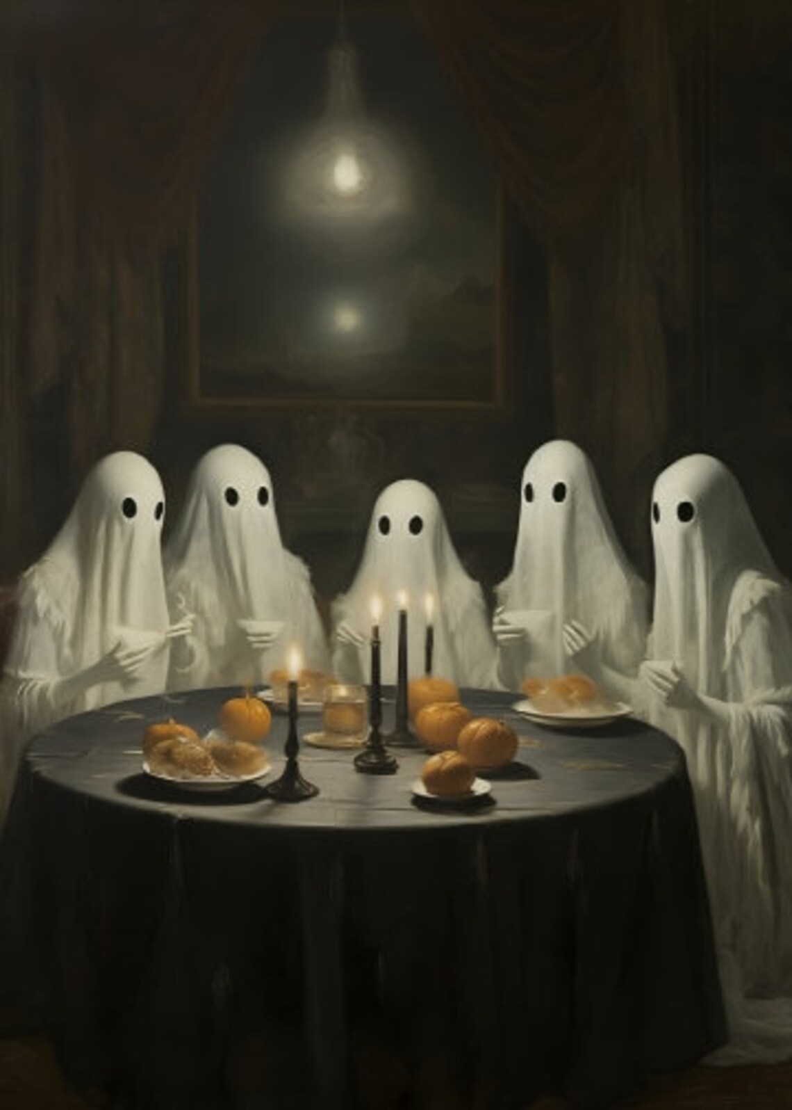Ghosts Having Dinner Halloween Feast Gothic Victorian - Etsy