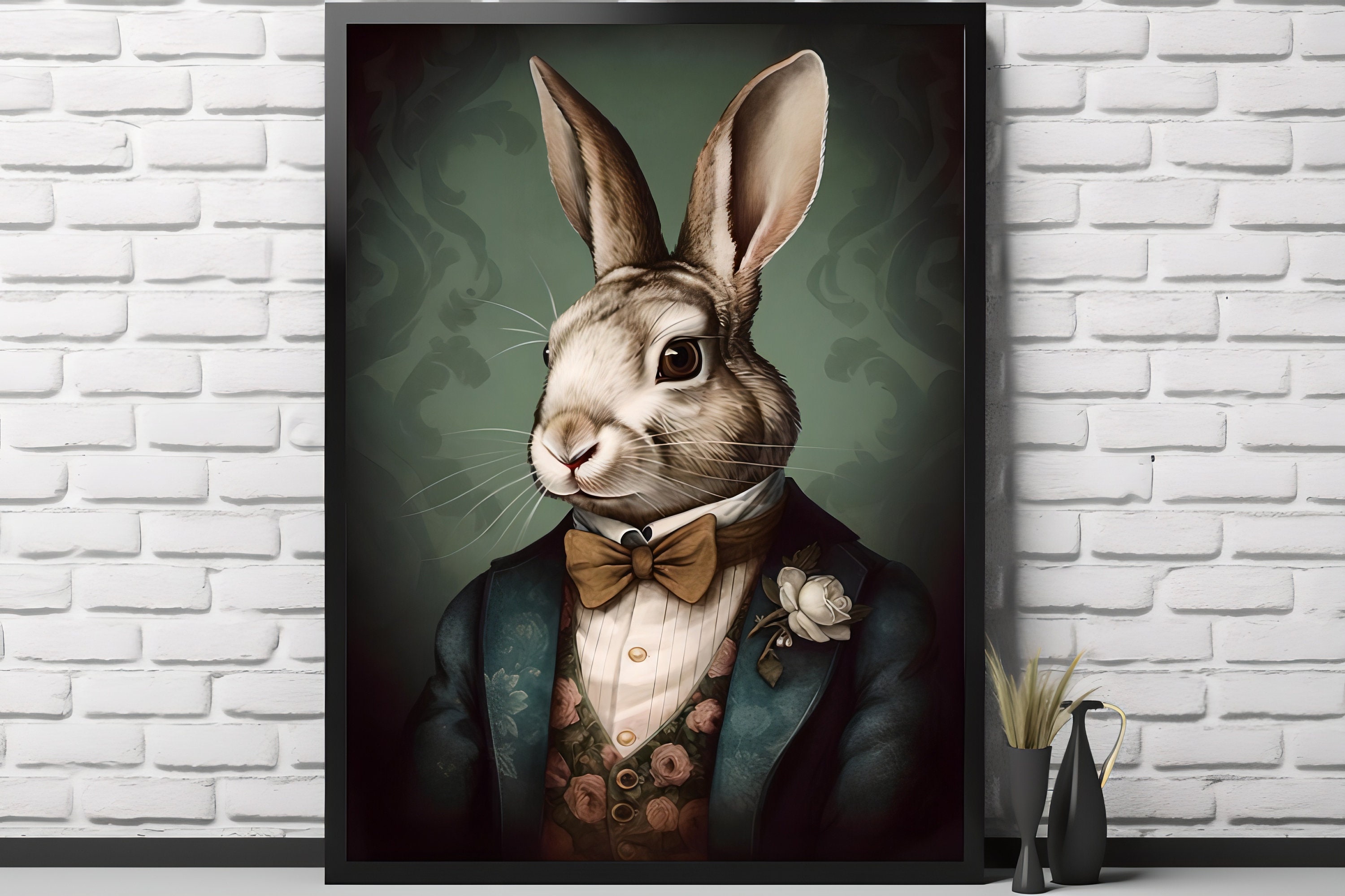 Victorian Rabbit Print Living Room Decor Vintageartrealm Downloadable ...