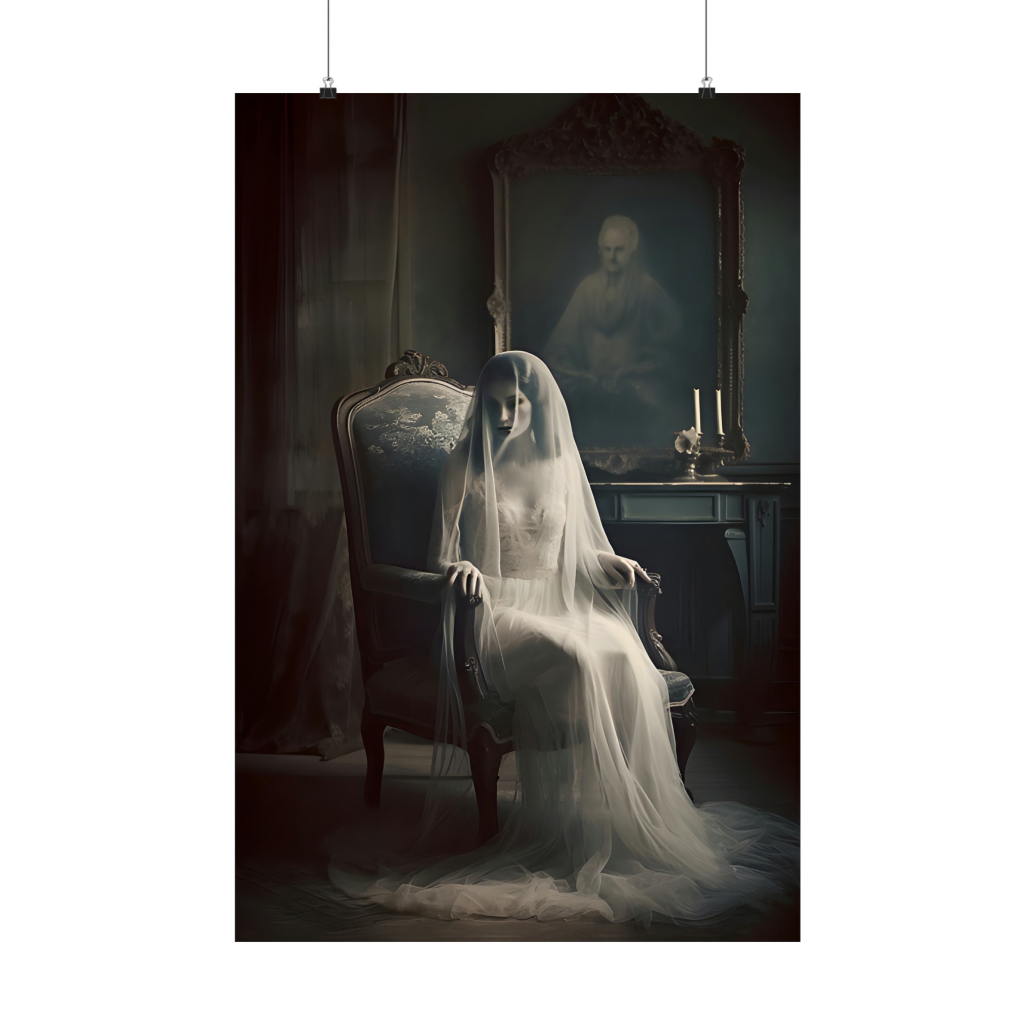 Ghost Lady Portrait Poster Halloween Matte Poster Ghost - Etsy