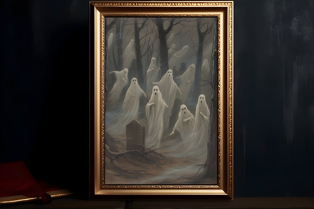 Ghosts in the Graveyard, Halloween Digital Print, Spirts in the Forest ...