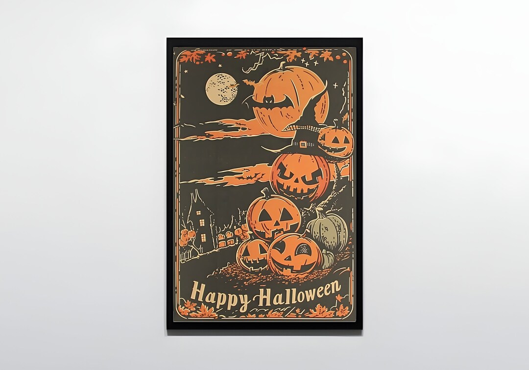 Vintage Halloween Digital Print, Happy Halloween, Autumn Gothic Digital ...