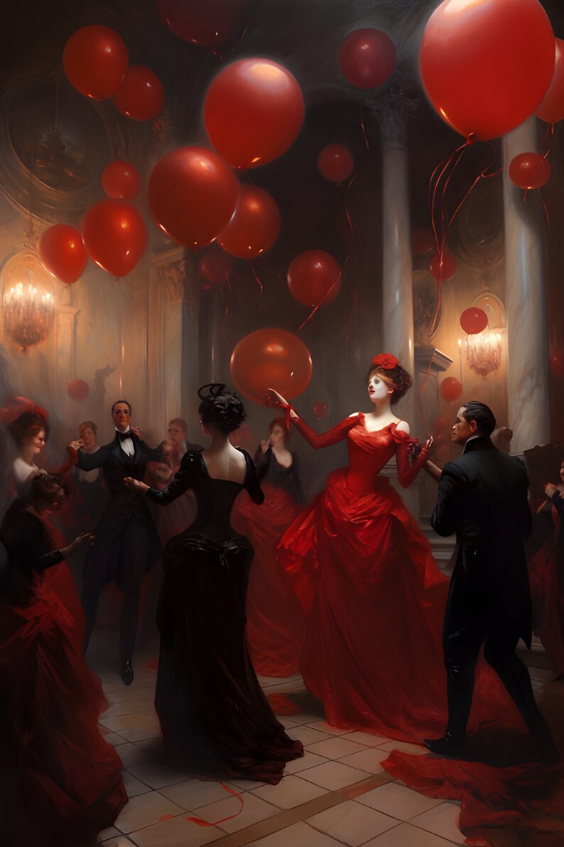 Blood Moon Ball, Vampire Ladies, Gothic Print, Dracula, Halloween Decor ...