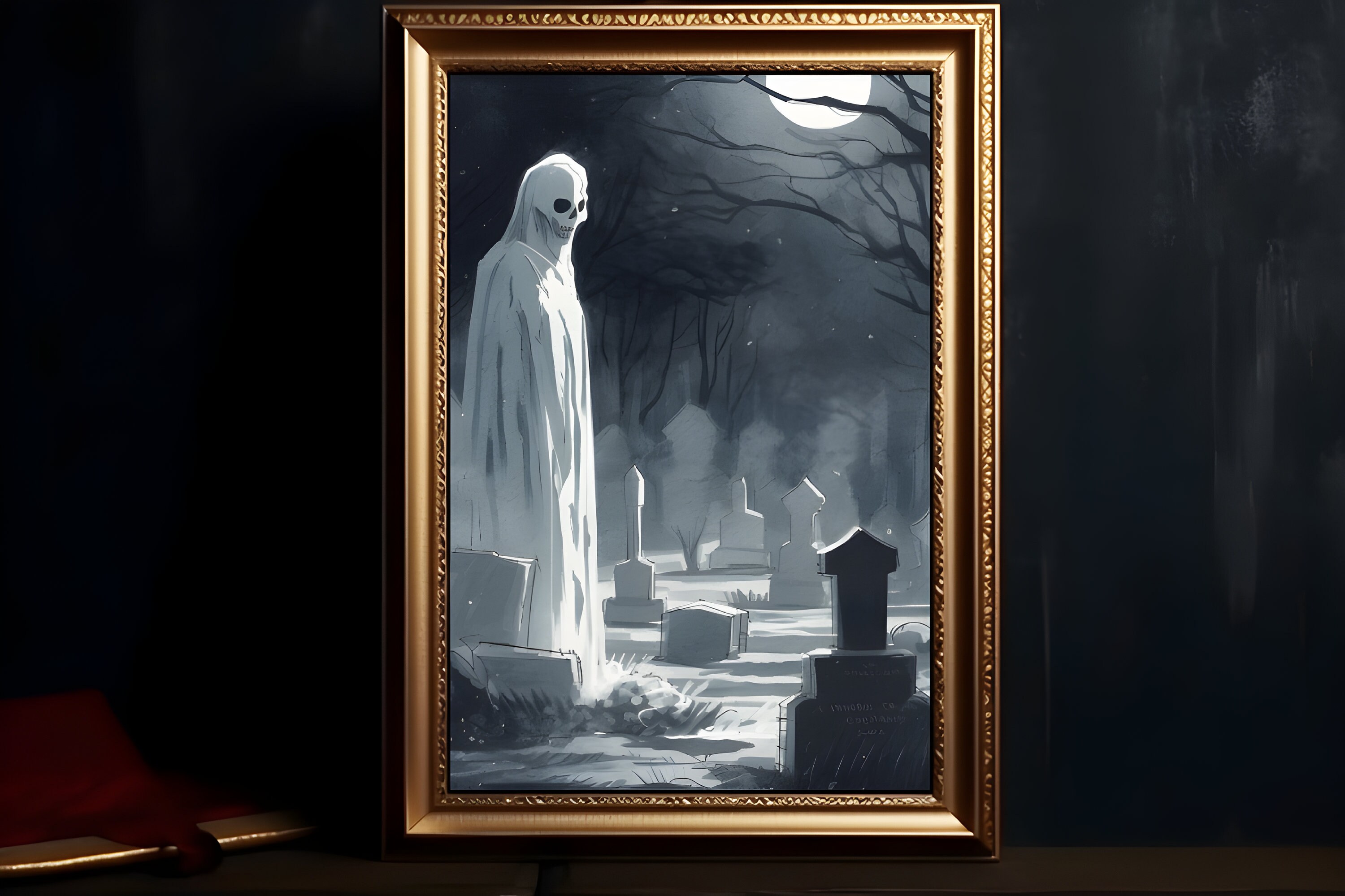 Gothic Ghost in Graveyard Art Print, Halloween Decor (digital Download ...