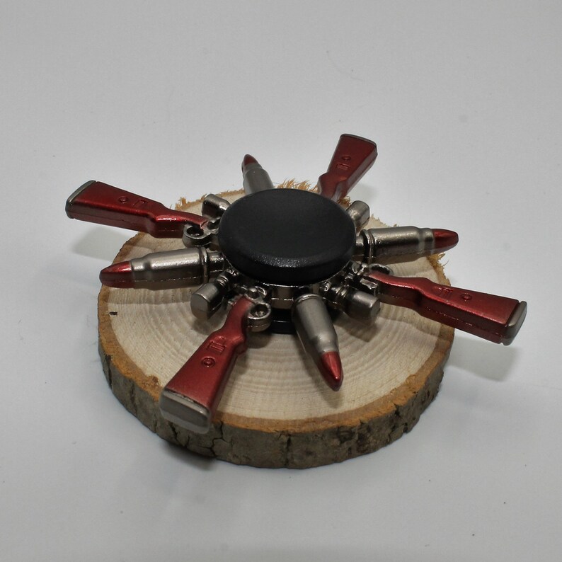 Fidget Spinner, Metal, Red Rifle, Stress Relief Toy - Etsy