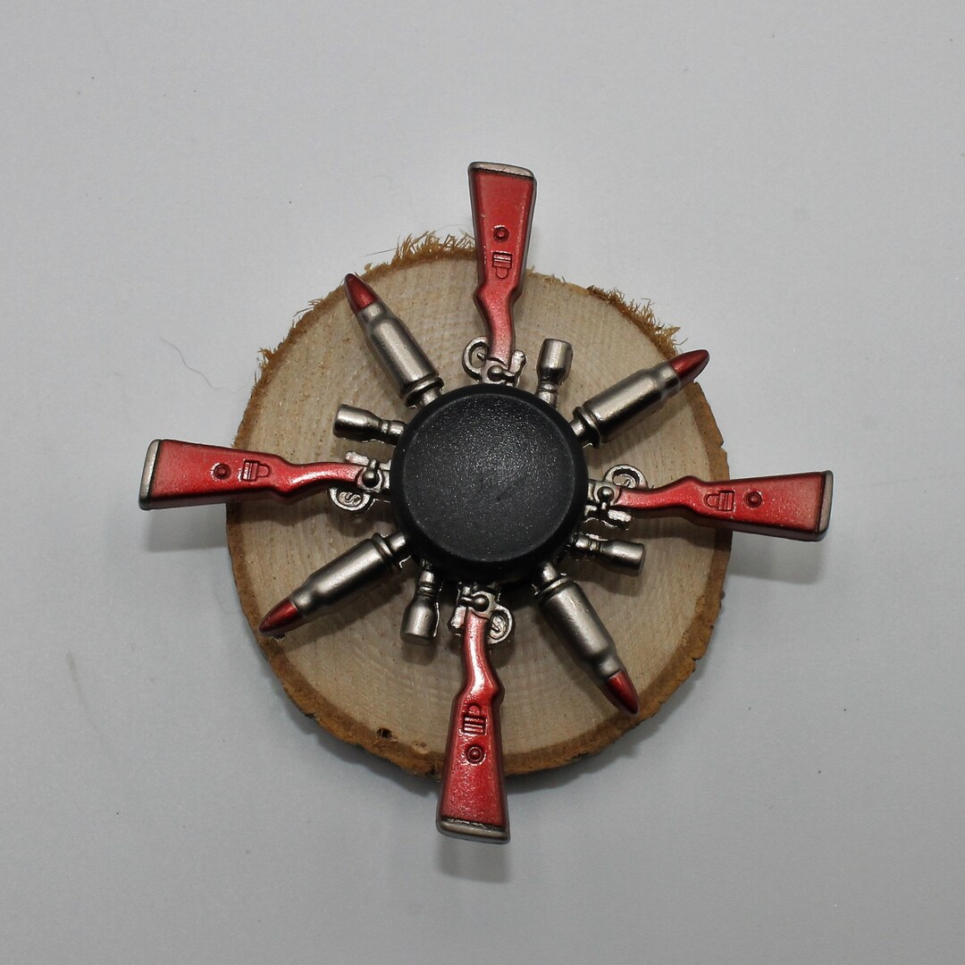 Fidget Spinner, Metal, Red Rifle, Stress Relief Toy - Etsy