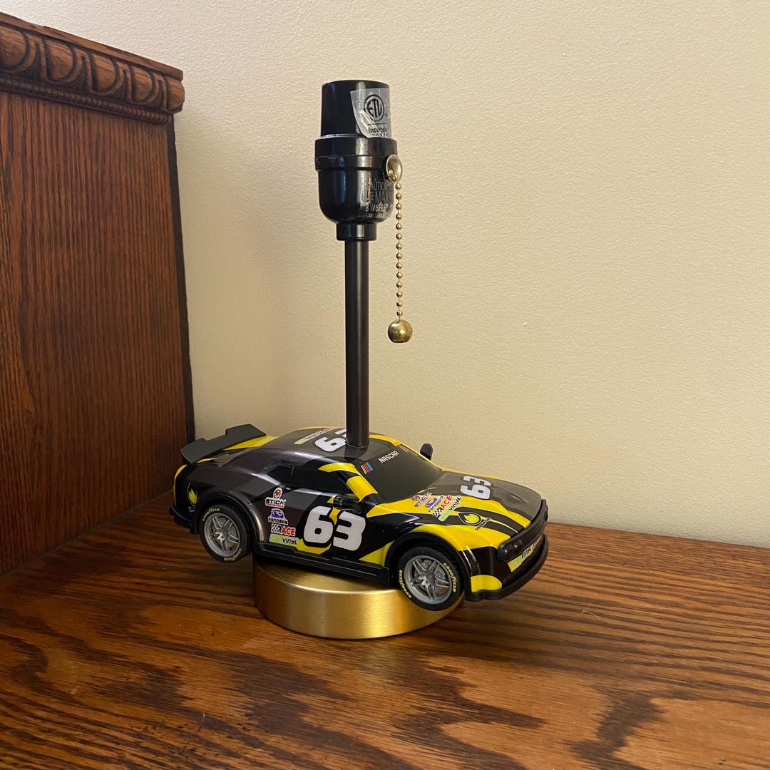 Race Car Lamp, Yellow, Nascar - Etsy