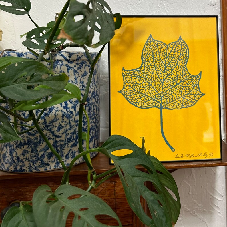 Nature Print, Tulip Tree Leaf , 6 X 8 Inch, Linoleum Print, Handmade ...
