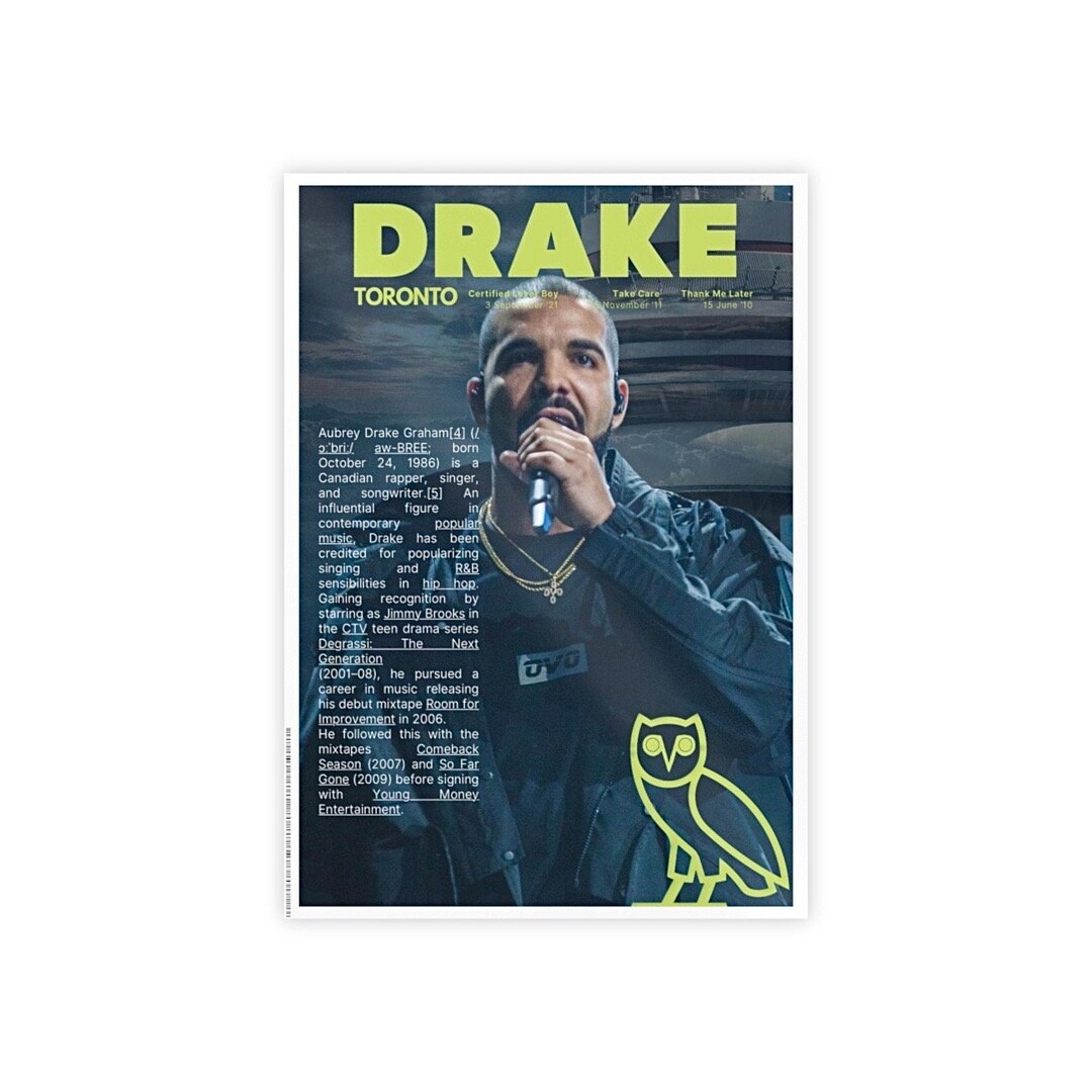 Drake Gloss Poster Y2K Wall Art R&B Poster Canada Rap - Etsy