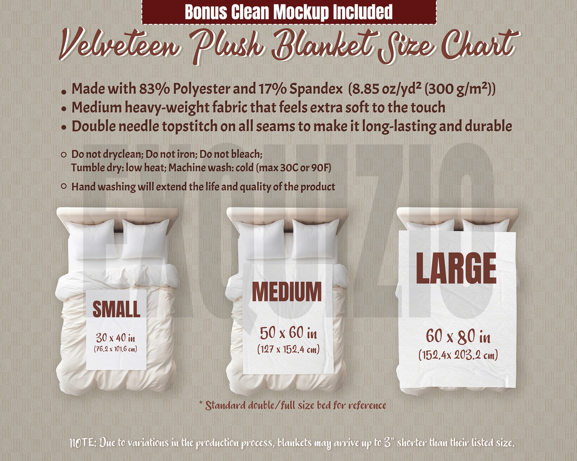 Velveteen Plush Blanket Size Chart Printify Blanket Mockup Size Guide ...
