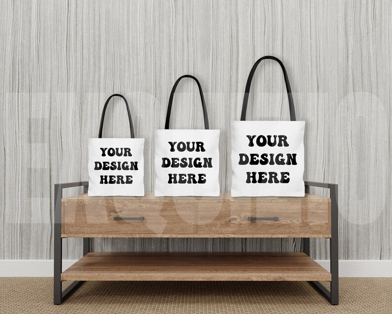 AOP Tote Bag Mockups and Size Chart, Size Template Tote Bag Mock-ups, All Over Print Bags Mockup ...