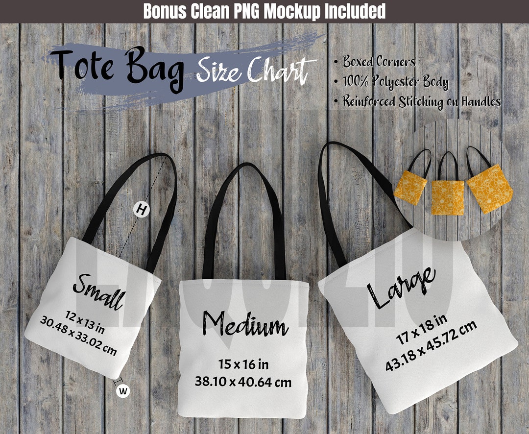 AOP Tote Bag Size Chart Mockup Printify All Over Print Black - Etsy