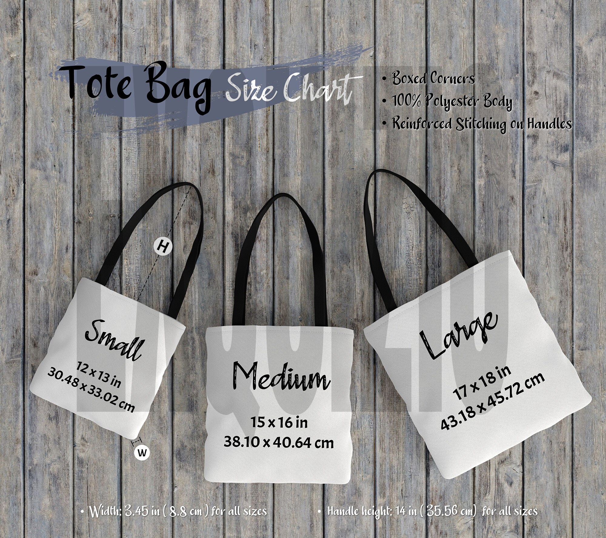 AOP Tote Bag Size Chart Mockup Printify All Over Print Black - Etsy