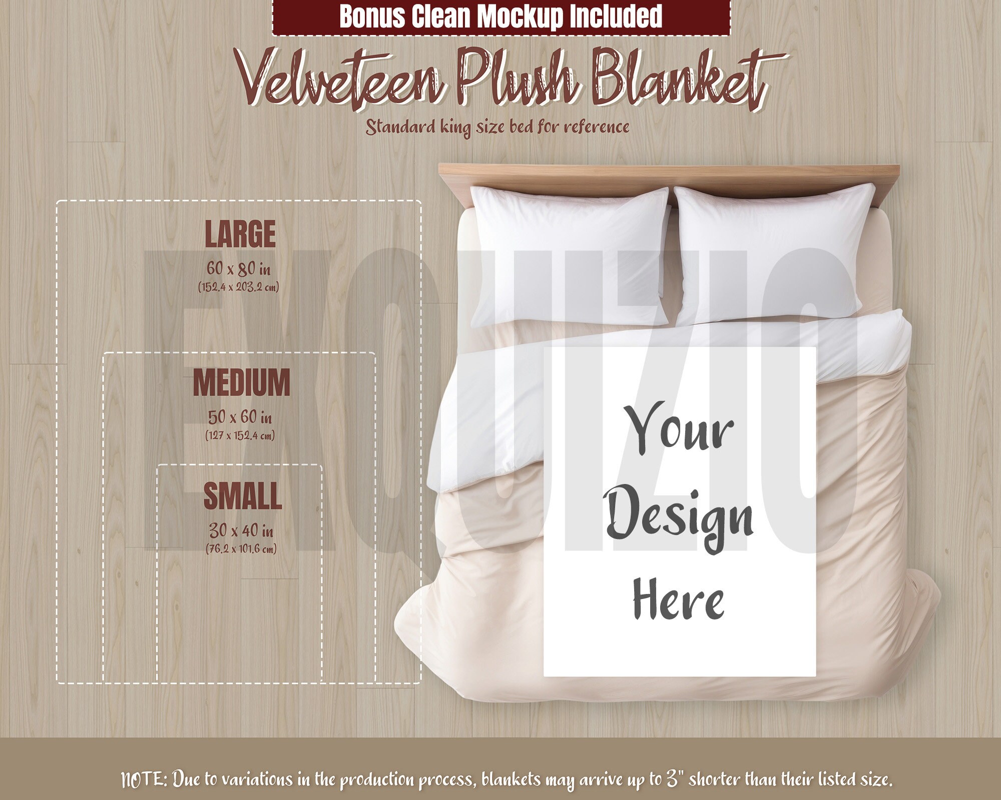 Velveteen Blanket Mockup Size Chart Printify Blanket Mockup - Etsy
