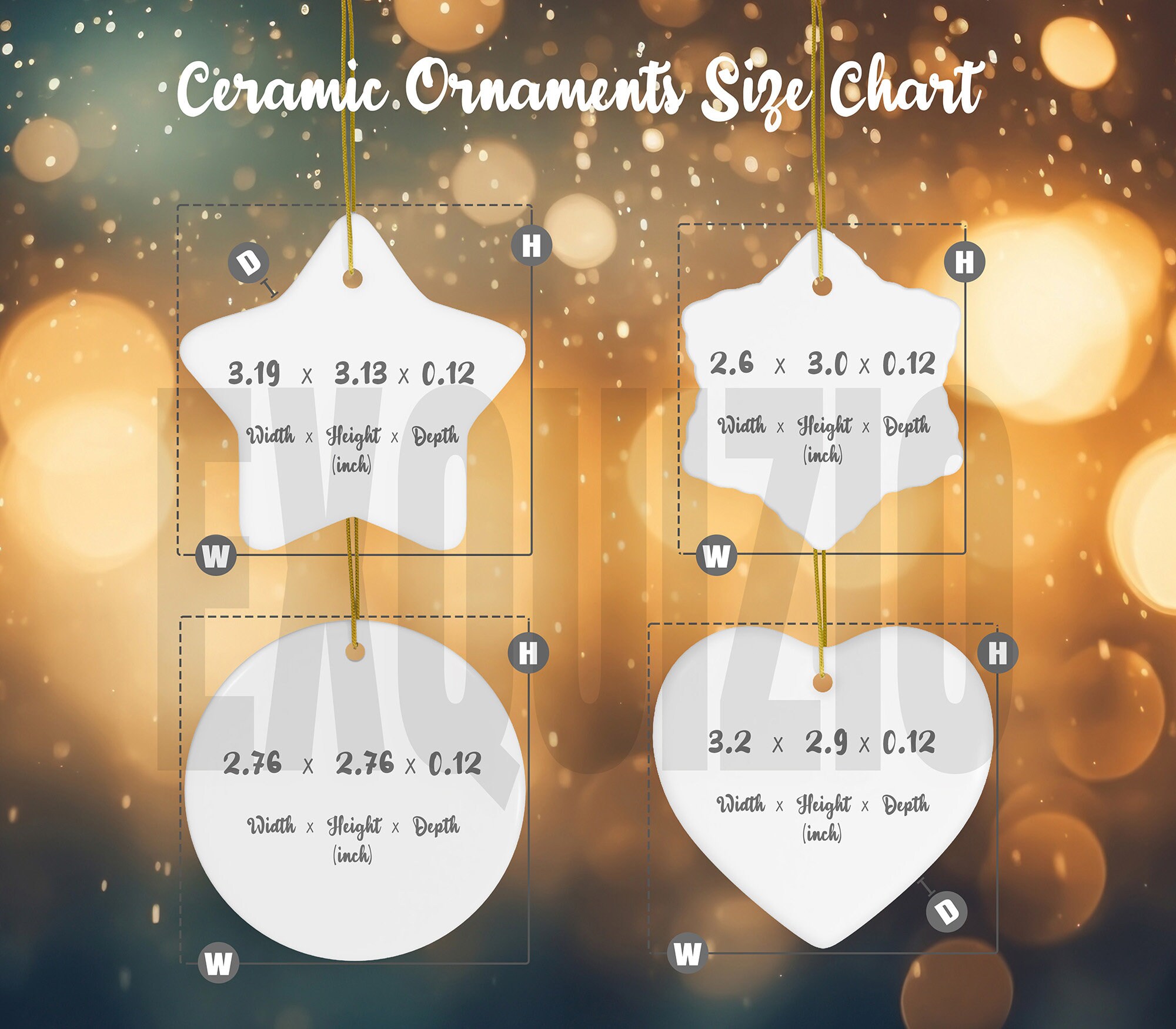Ceramic Ornaments Mockup & Size Chart Printify Ornament - Etsy