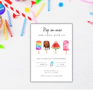 Editable Popsicle Birthday Invitation Popsicle Birthday Invite Pop on ...