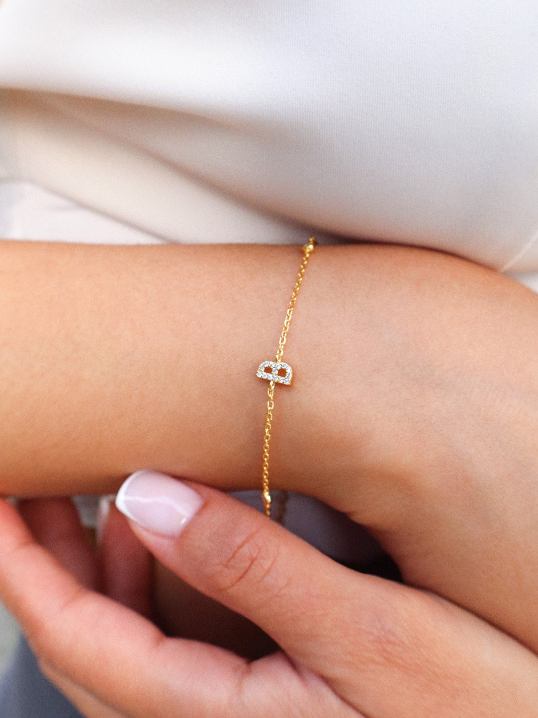 18k Gold Plated Silver Letter Bracelet Letter Initial Bracelet ...