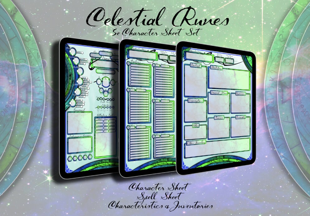 Dnd 5e Character Sheet Set - Celestial Runes (lifespring) - Optimized ...