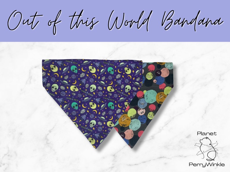 Reversible Over the Collar Pet Bandana: Alien & Planet Design - Etsy