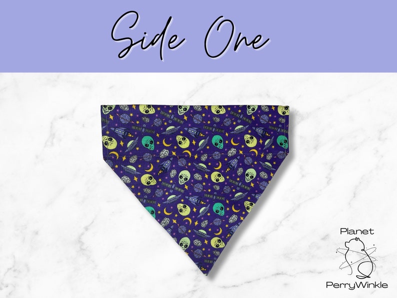 Reversible Over the Collar Pet Bandana: Alien & Planet Design - Etsy