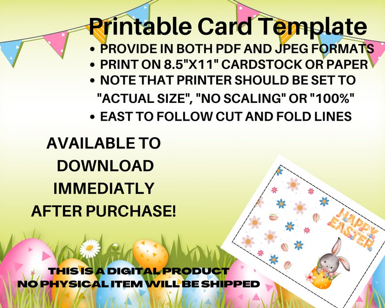 Printable Easter Card, Printable Card, Download, Digital Easter Card ...