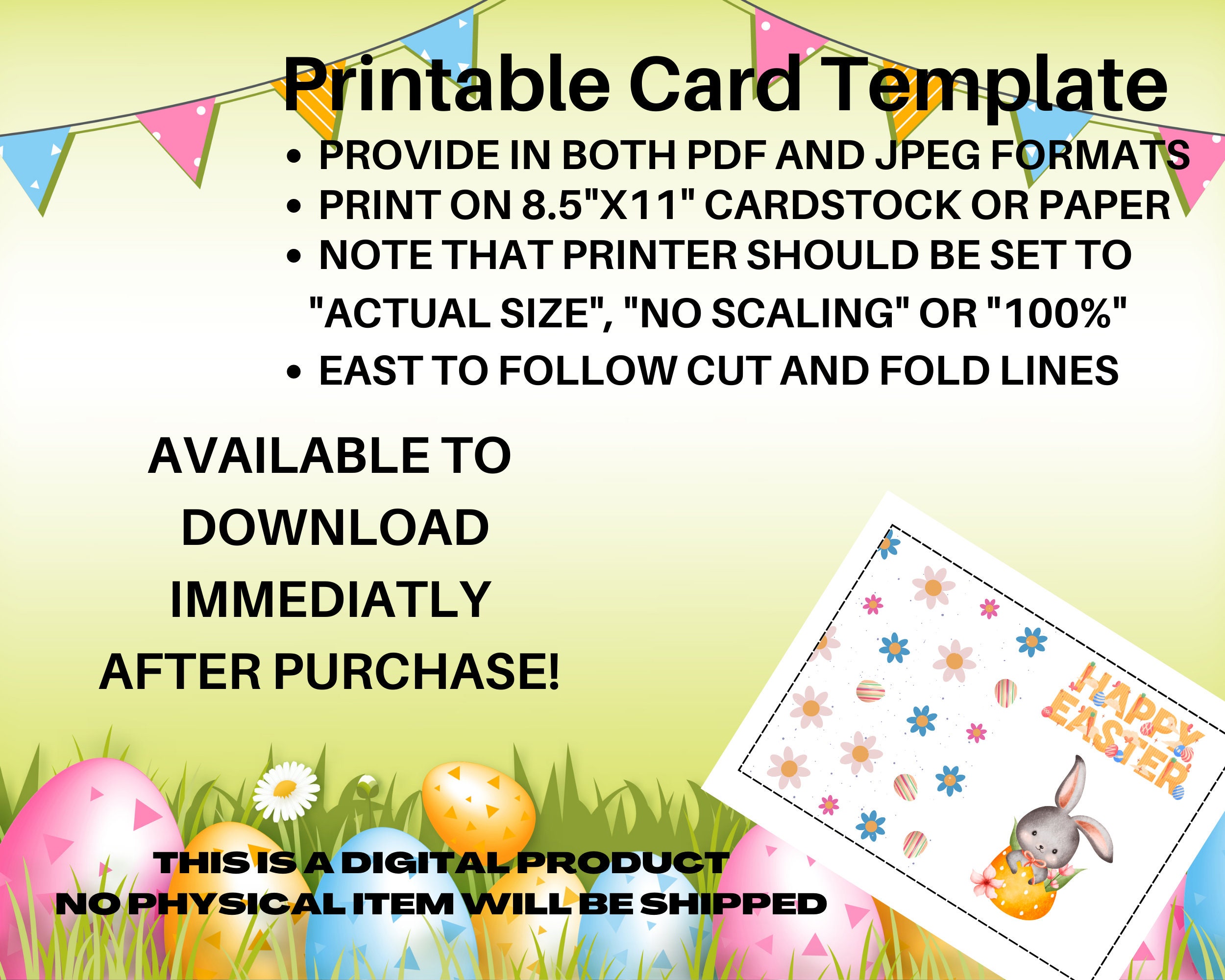 Printable Easter Card, Printable Card, Download, Digital Easter Card ...
