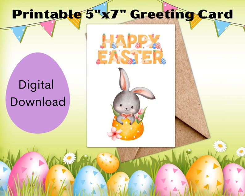 Printable Easter Card, Printable Card, Download, Digital Easter Card ...