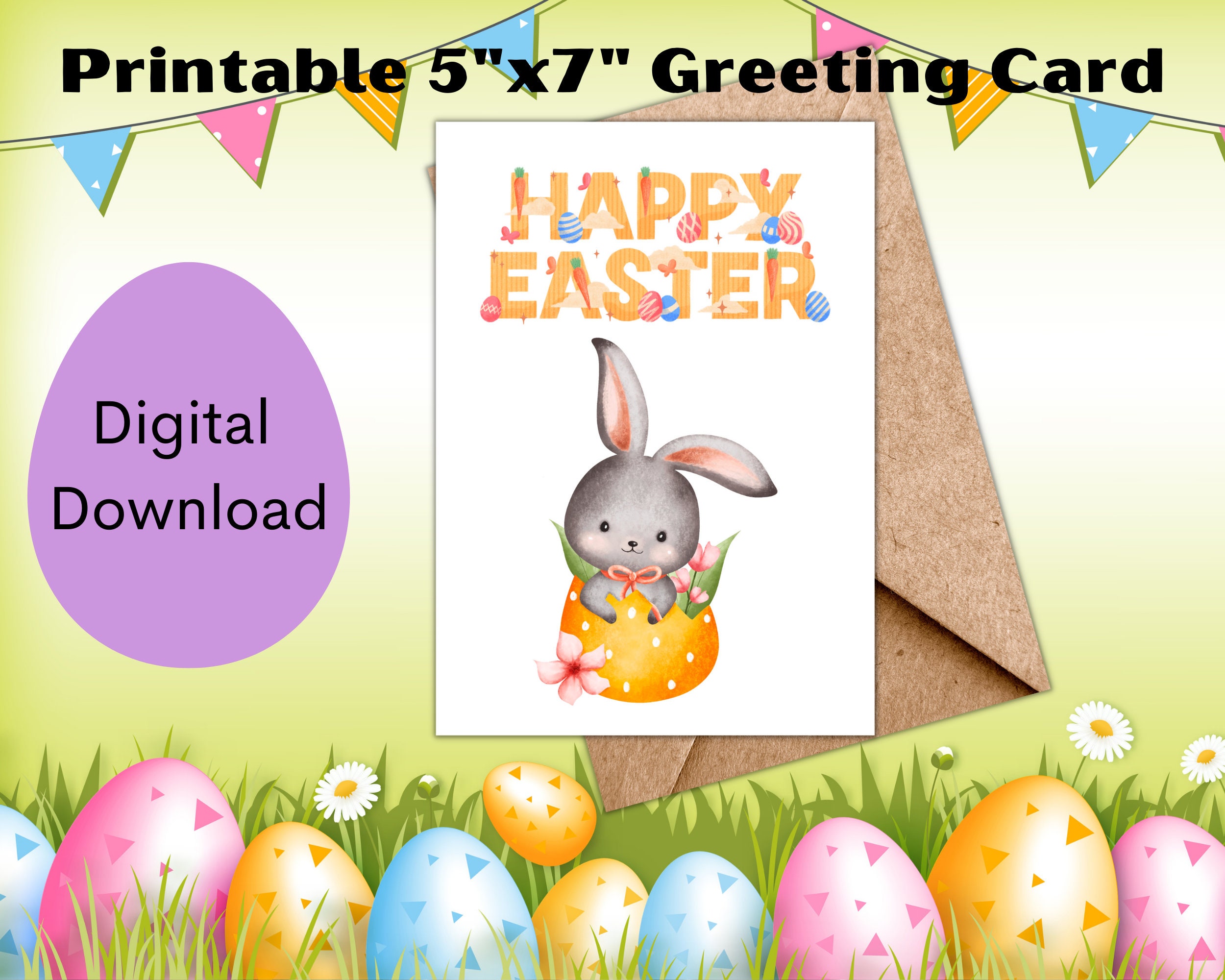 Printable Easter Card, Printable Card, Download, Digital Easter Card ...