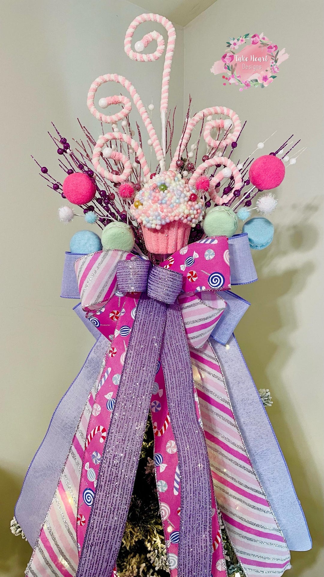 Candyland Pastel Christmas Tree Topper, Candy Tree Topper, Cupcake ...