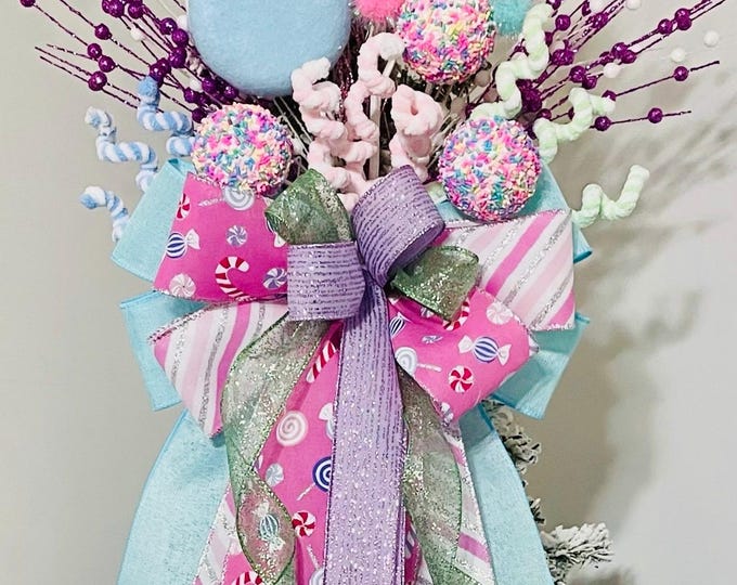 Candyland Pastel Christmas Tree Topper, Candy Tree Topper, Cake Pops ...
