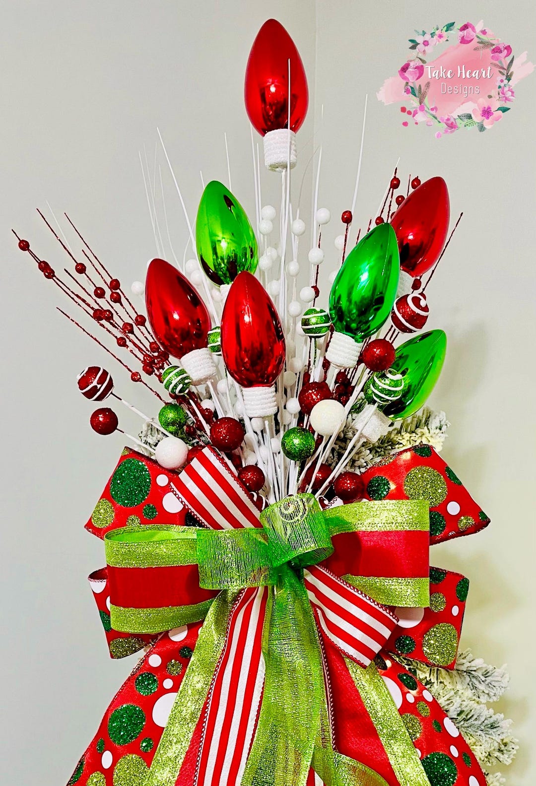 Christmas Light Bulb Tree Topper, Tree Topper, Whimsical Tree Topper ...